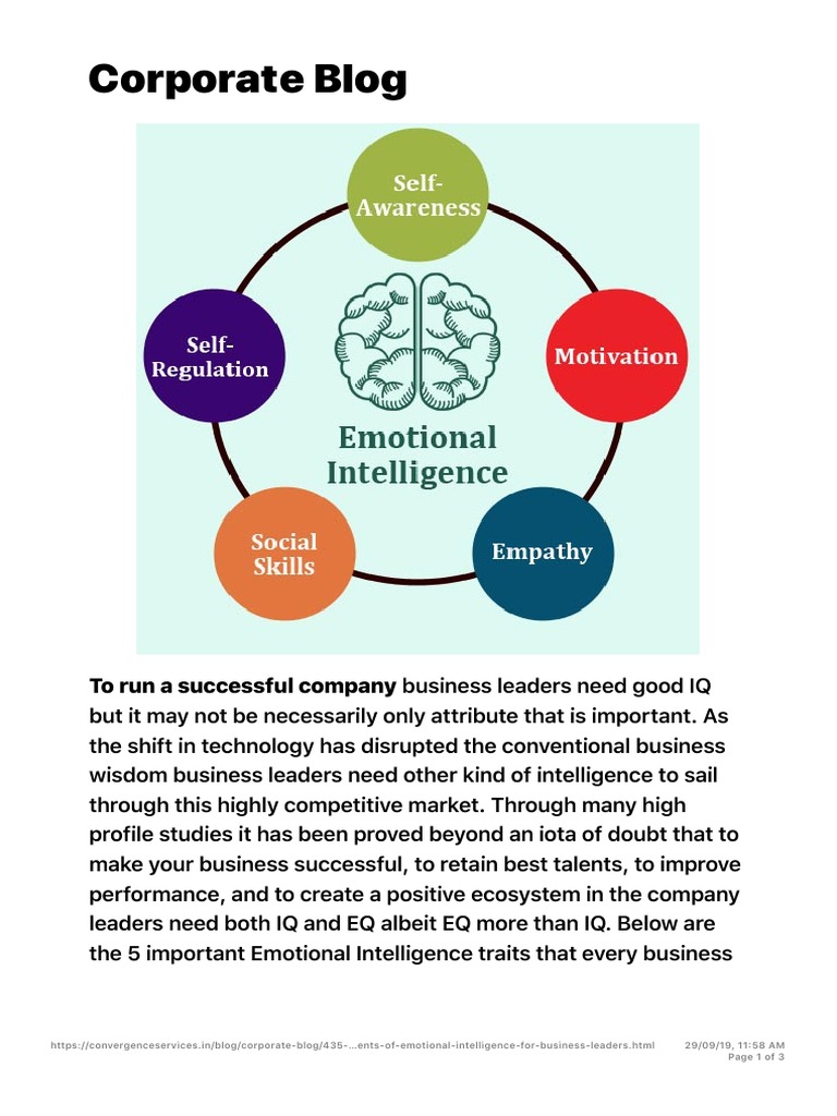 5 Elements of Emotional Intelligence For Business Leader | PDF ...