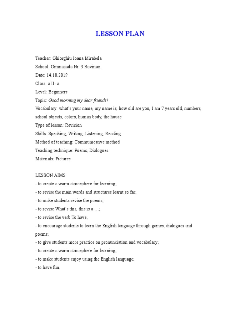 School Objects | PDF | Vocabulary | Lesson Plan