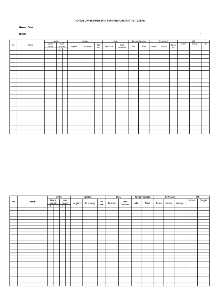 Form Survei Jentik Dan Pemeriksaan Sanitasi Dasar | PDF