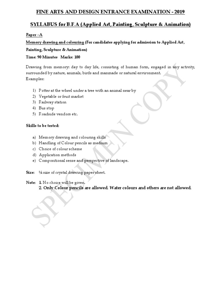 BFA B.Design Syllabus | PDF | Drawing | Fine Art