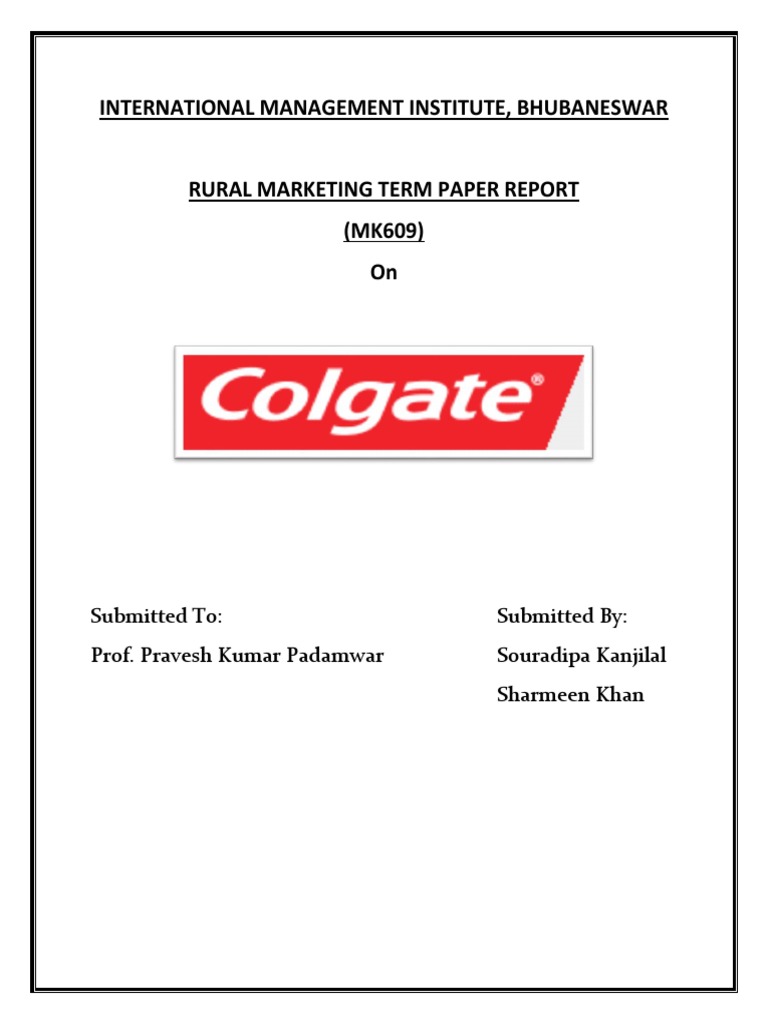 COLGATE Final PDF | PDF | Retail | Market Segmentation