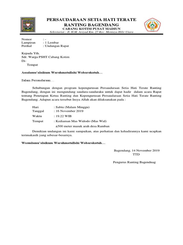 Undangan Rapat PSHT 2 | PDF