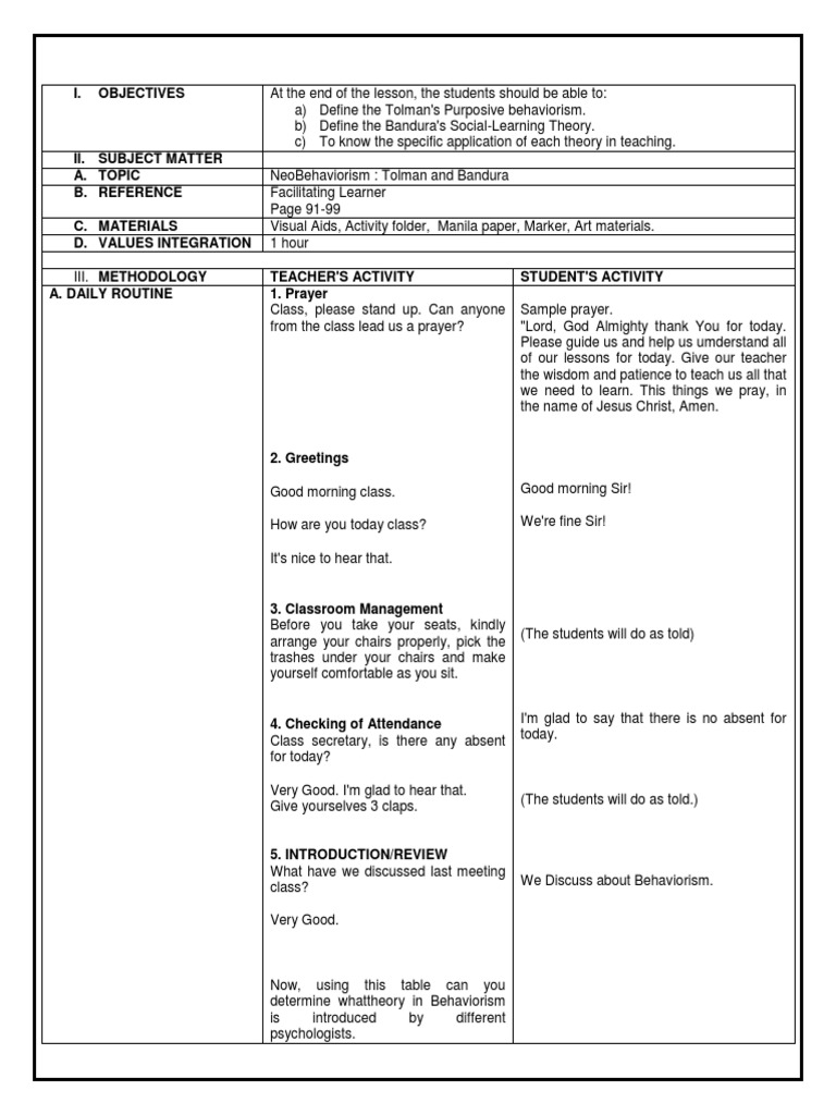 Neo-behaviorism-lesson-plan | Behaviorism | Reinforcement