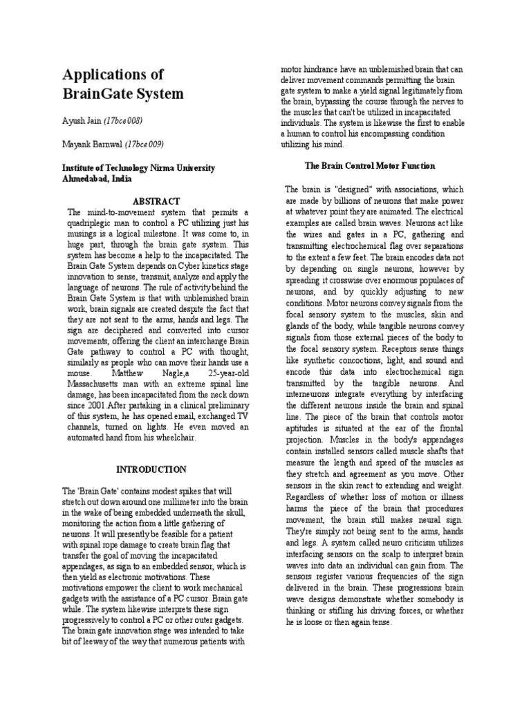 Application of BrainGate System | PDF | Brain | Neuron