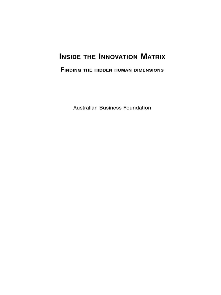 Inside The Innovation Matrix PDF | PDF | Innovation | Entrepreneurship