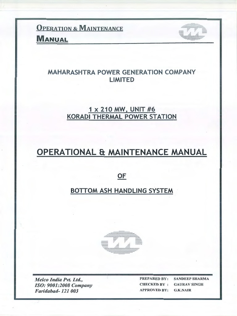 O&M Manual - Part 1 of 5 PDF | Download Free PDF | Mechanical ...
