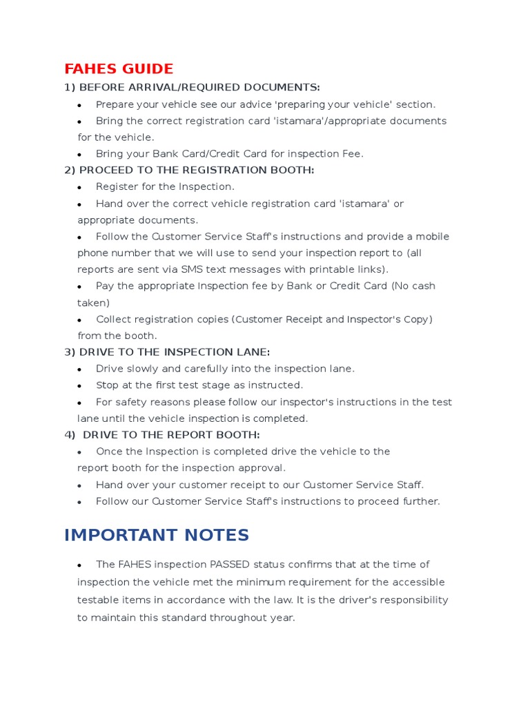 FAHES Inspection Guide