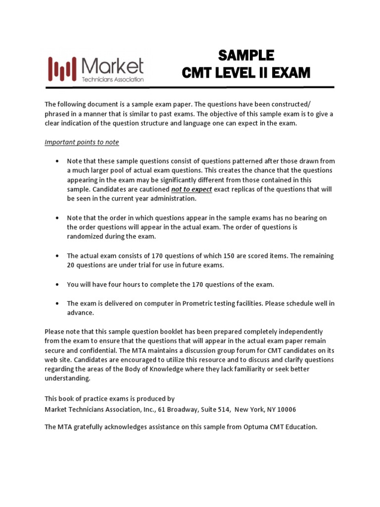 Preparing for the CMT Level II Exam: A Sample Exam with Questions and ...