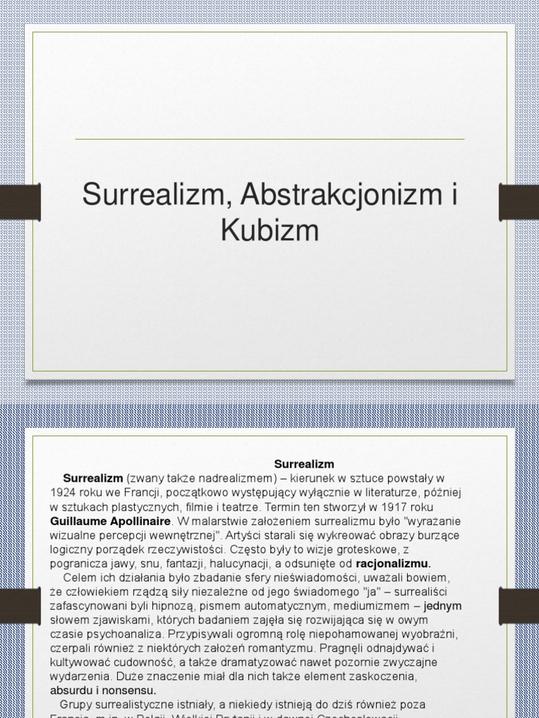 Surrealizm, Abstrakcjonizm I Kubizm | PDF
