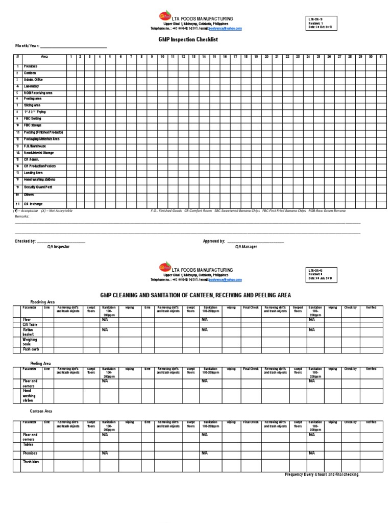GMP Inspection Checklist | PDF | Pallet | Nature