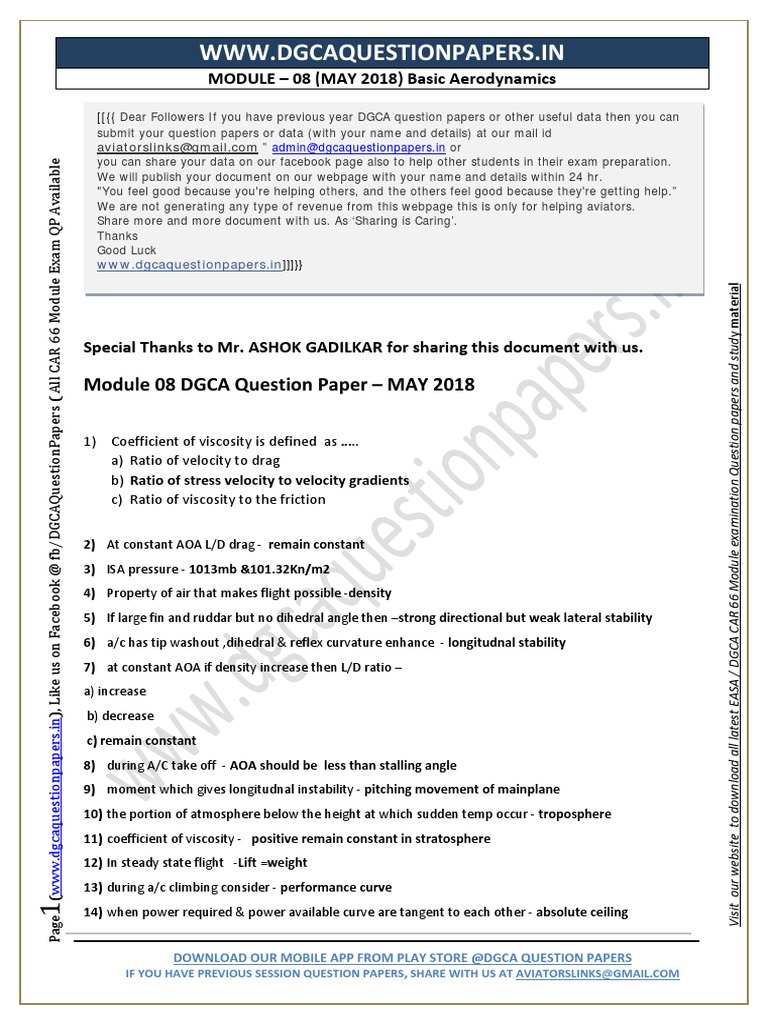 Dgca Module 08 Session May 2018 Pdf Pdf Drag Physics Fluid