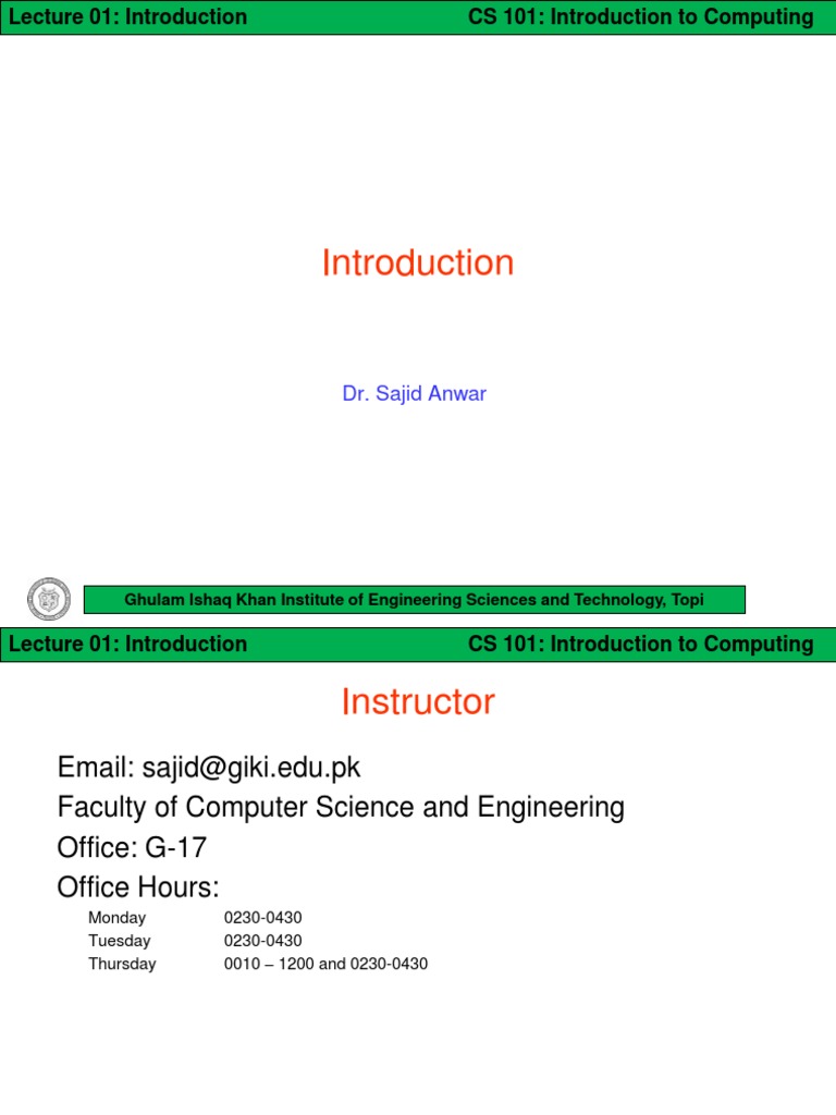 CS101 Lecture 1 2019 | PDF | Computer Science | Personal Computers