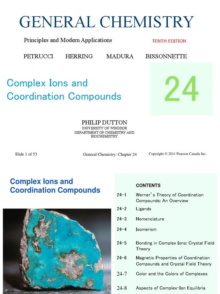 Ch24 Lecture | PDF | Coordination Complex | Ligand