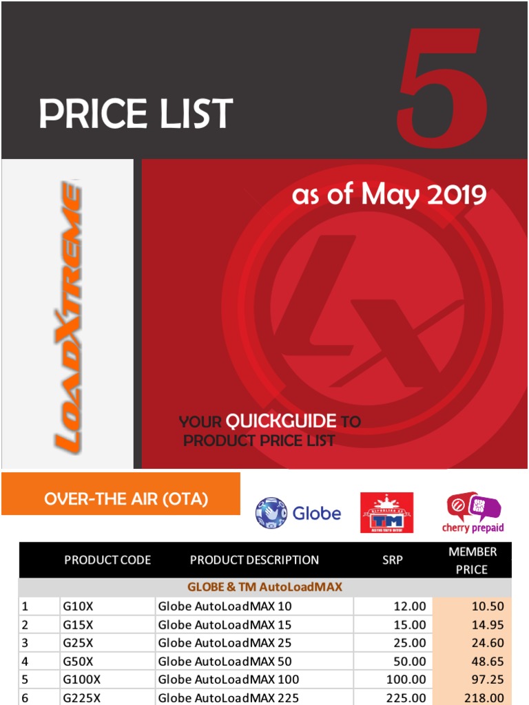 Globe AutoLoadMAX Price List 2019 | PDF | Media Formats | Pay Television