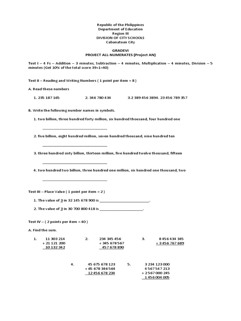 Grade 6 Project AN | PDF | Teaching Mathematics