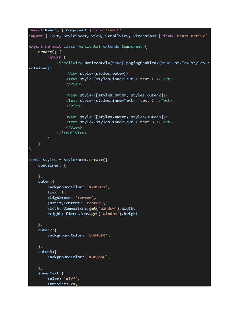 React Native Horizontal ScrollView | PDF | Computers