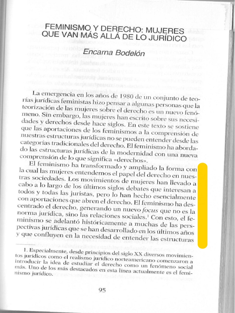 BODELON, Encarna "Feminismo y Derecho Mujeres Que Van Más Allá de Lo ...