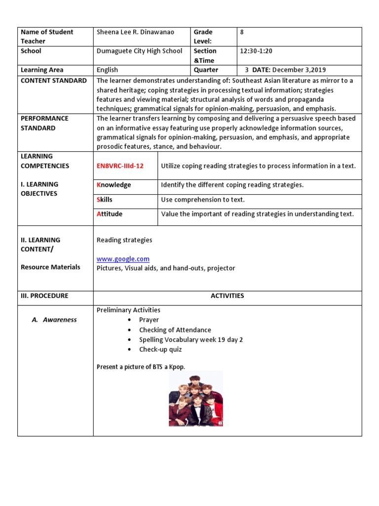 Reading Strategies For Grade 8 | PDF | Reading Comprehension ...