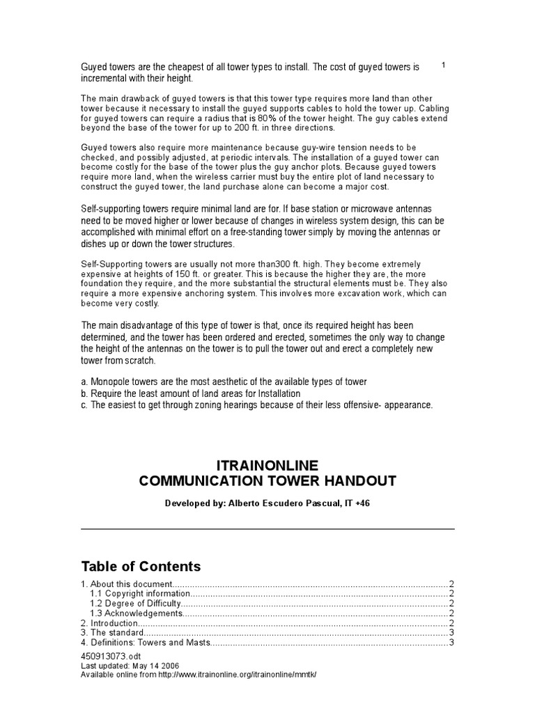 11 en MMTK Wireless Communication-Tower Handout | PDF | Rope | Concrete