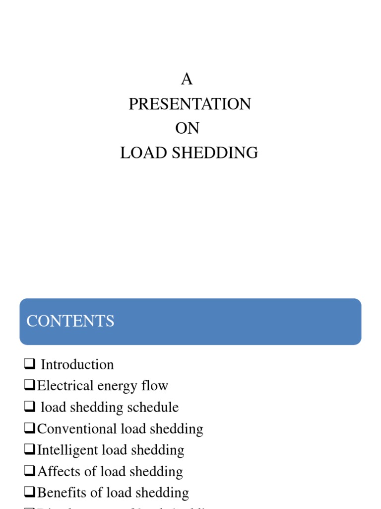 Presentation On Load Shedding | PDF | Electric Power System ...