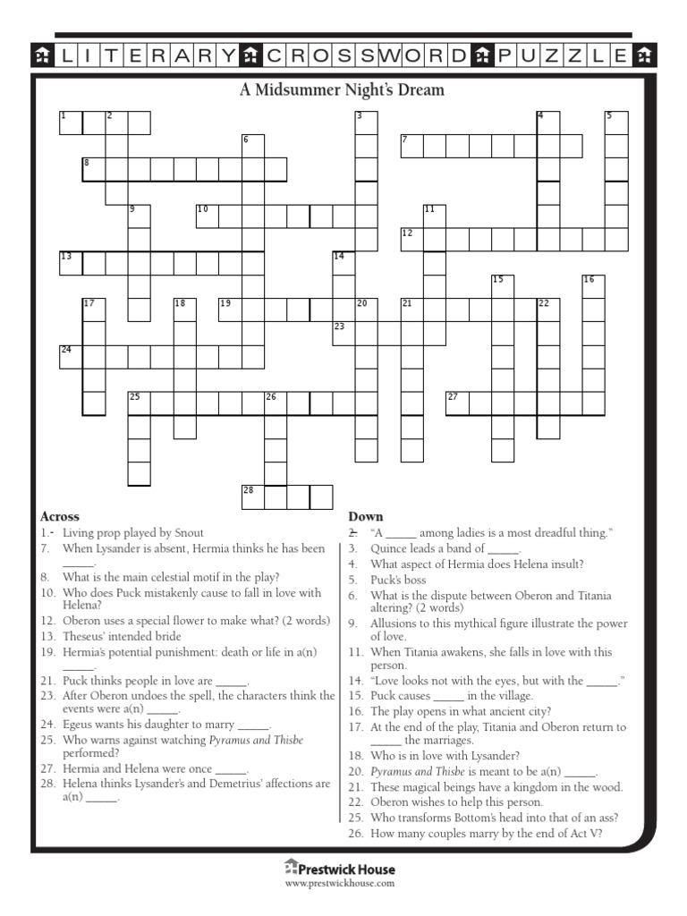 A Midsummer Night's Dream Crossword | PDF | A Midsummer Night's Dream ...