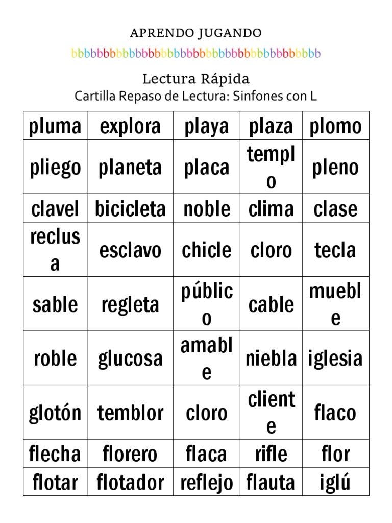 Lectura Sinfones Con L | PDF