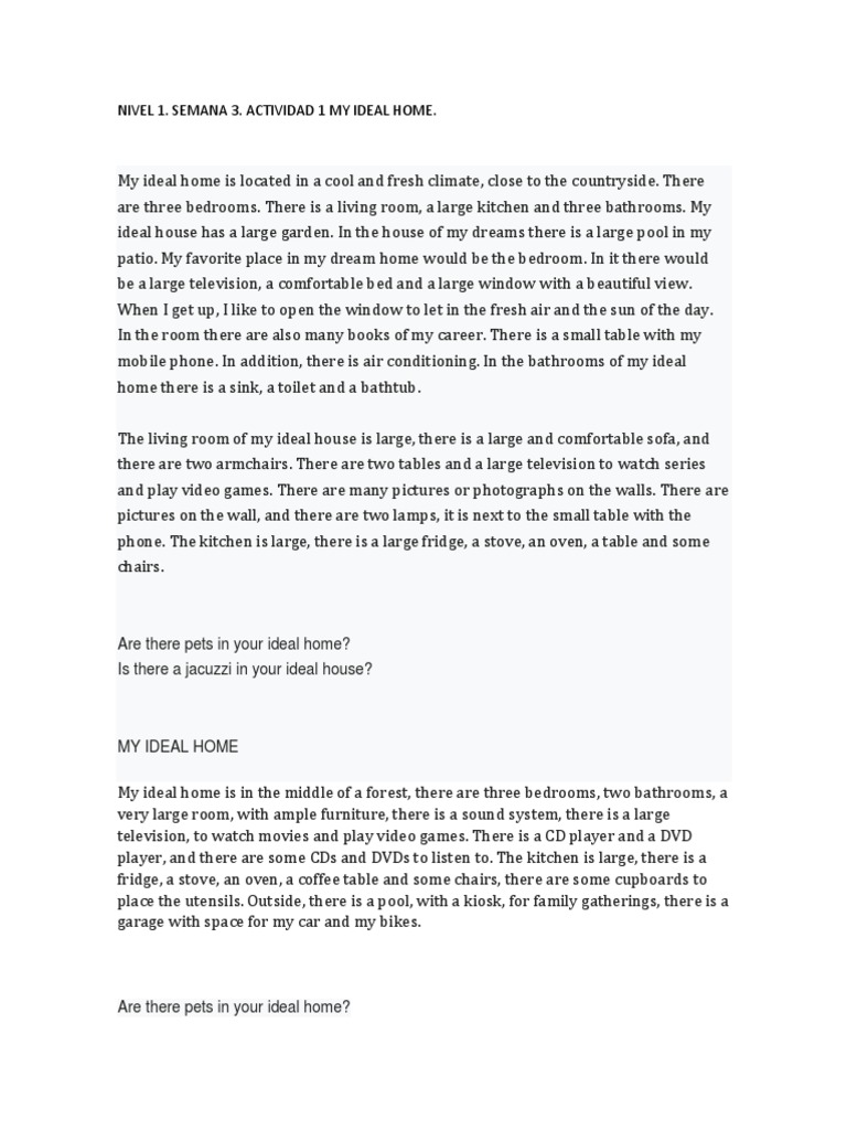 My Ideal Home Description | PDF