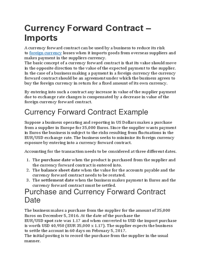 Forward Contract | PDF | Debits And Credits | Spot Contract