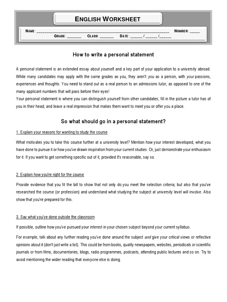 How To Write A Personal Statement | PDF | Dentistry | Leadership