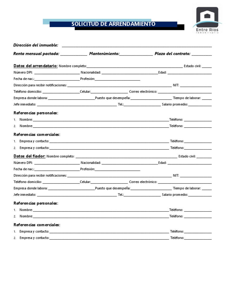 Solicitud de Arrendamiento Completa | PDF | Alquiler | Internet