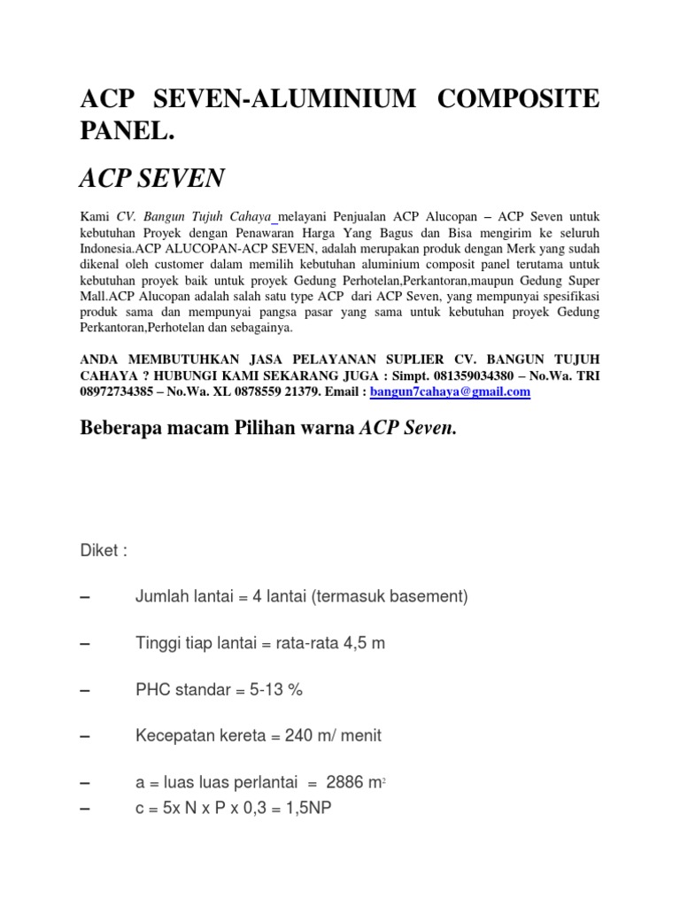 Spesifikasi dan Pemasangan ACP Seven | PDF