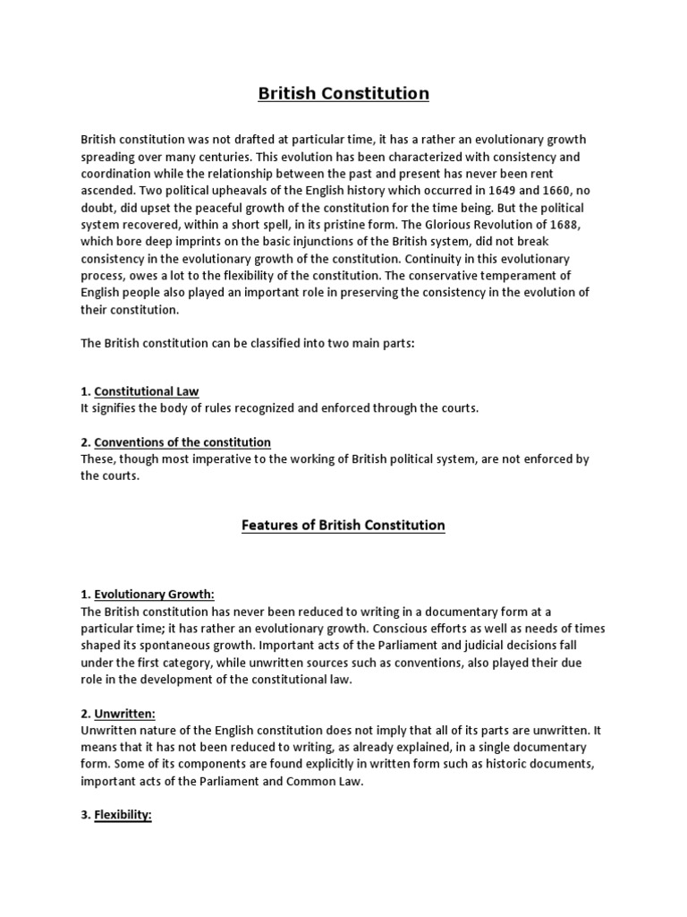British Constitution | PDF | House Of Lords | Parliament Of The United Kingdom