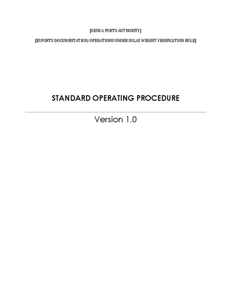 SOP For SOLAS Container Weight Verification Processes | PDF | Cargo ...