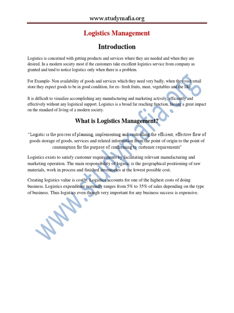 Logistics Management PDF | PDF | Cargo | Logistics