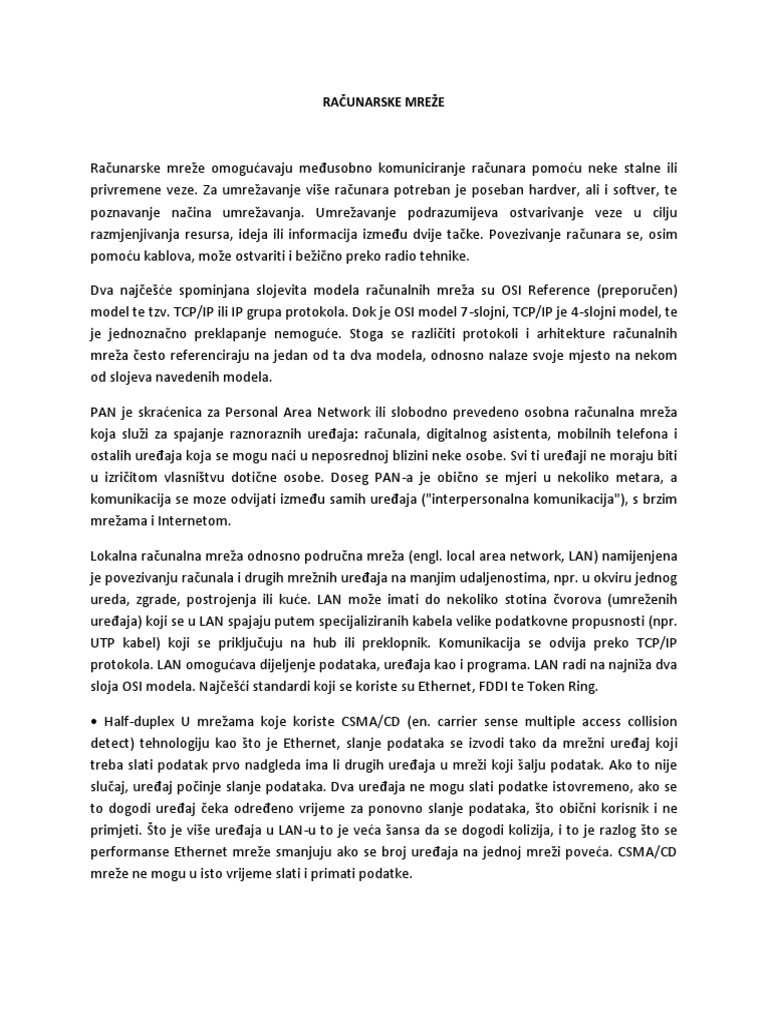 Racunarske Mreze | PDF