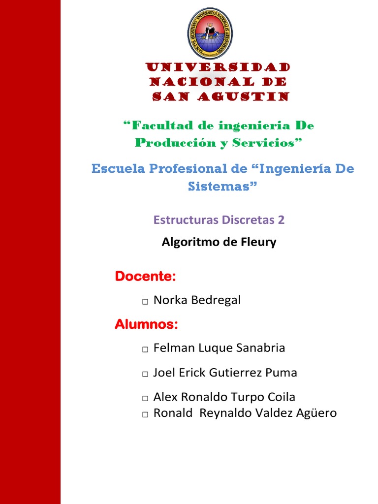 Algoritmo de Fleury PDF | PDF | Teoría de grafos | Vértice (teoría de grafos)