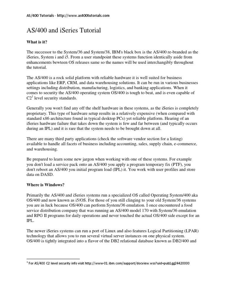 As 400 Tutorial | PDF | Ibm Rpg | Ibm System I