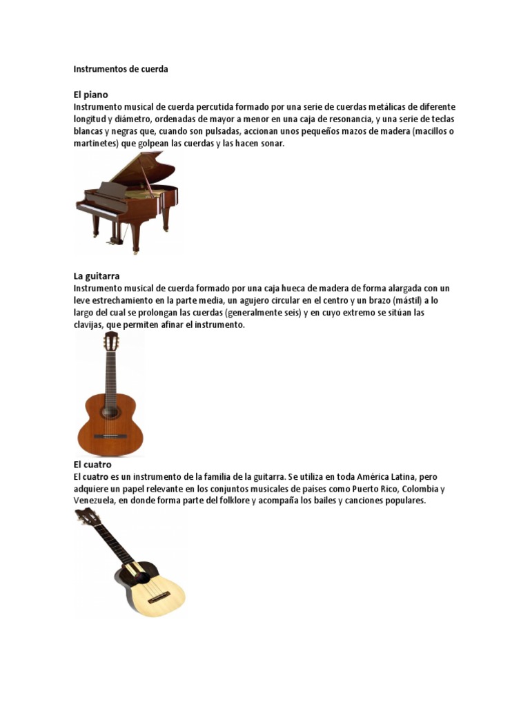 10 Instrumentos de Cuerda, Viento y Percusion | PDF | Guitarras ...