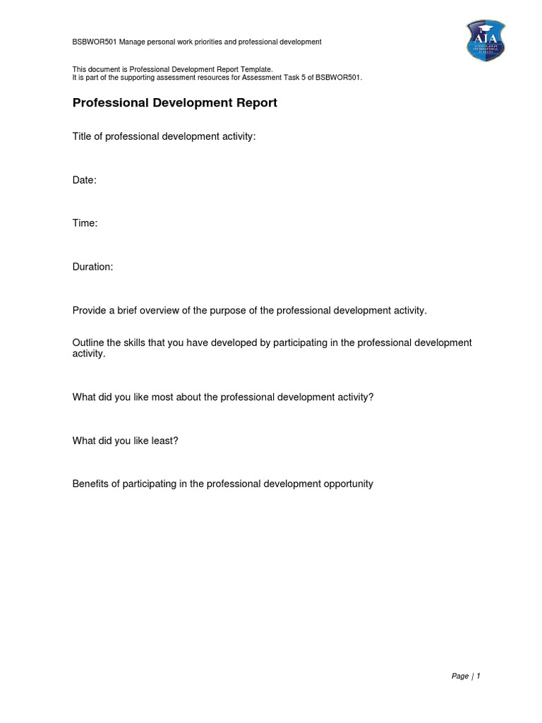 Professional Development Report Template | PDF