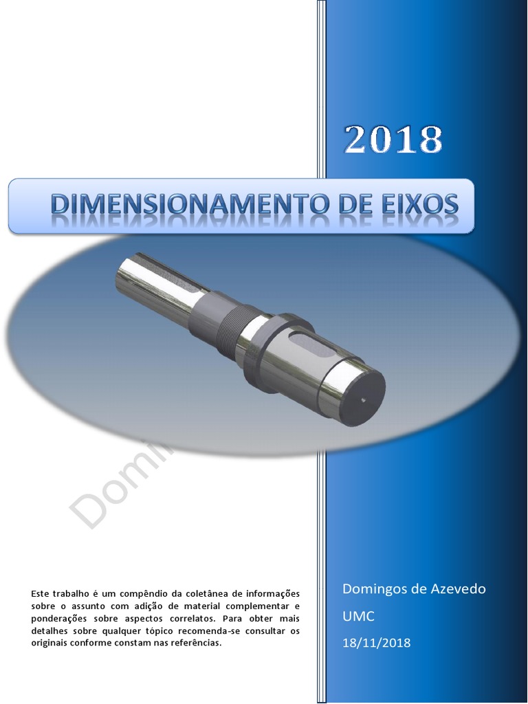 Dimensionamento de Eixos-2018-COMPLETO CORRIGIDO PDF | PDF | Estresse (Mecânica) | Fadiga ...