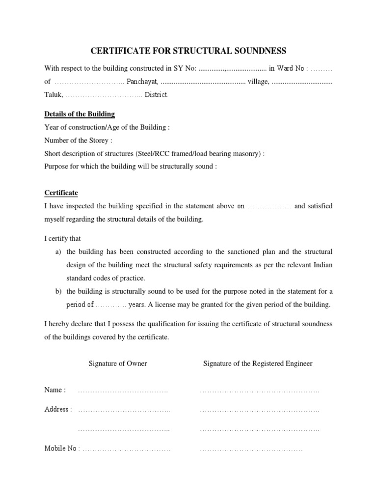 Structural Soundness Certificate Format | PDF
