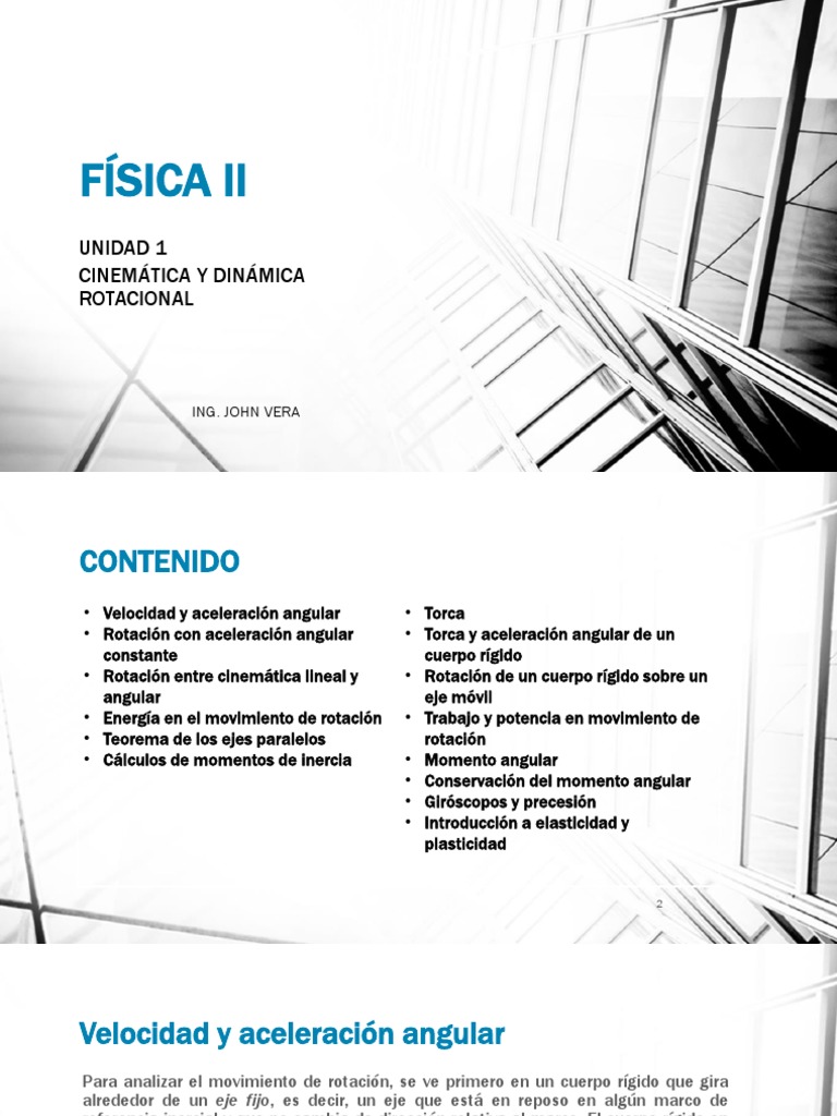 Unidad 1 Cinemática y Dinámica Rotacional | PDF | Momento angular | Rotación