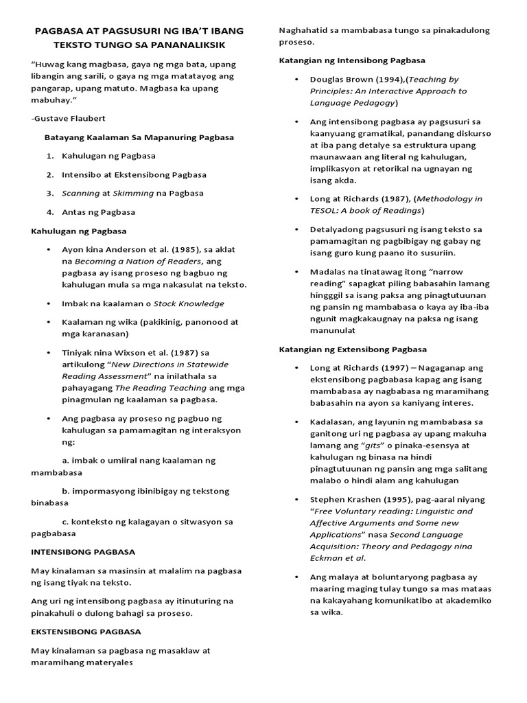 Pagbasa at Pagsusuri NG Iba | PDF