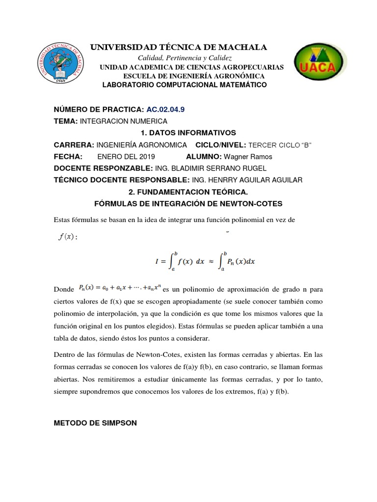 Metodo de Simpson | PDF | Integral | Análisis matemático