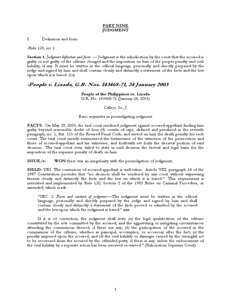 Judgment and Post Judgment Remedies | PDF | Acquittal | Judgment (Law)