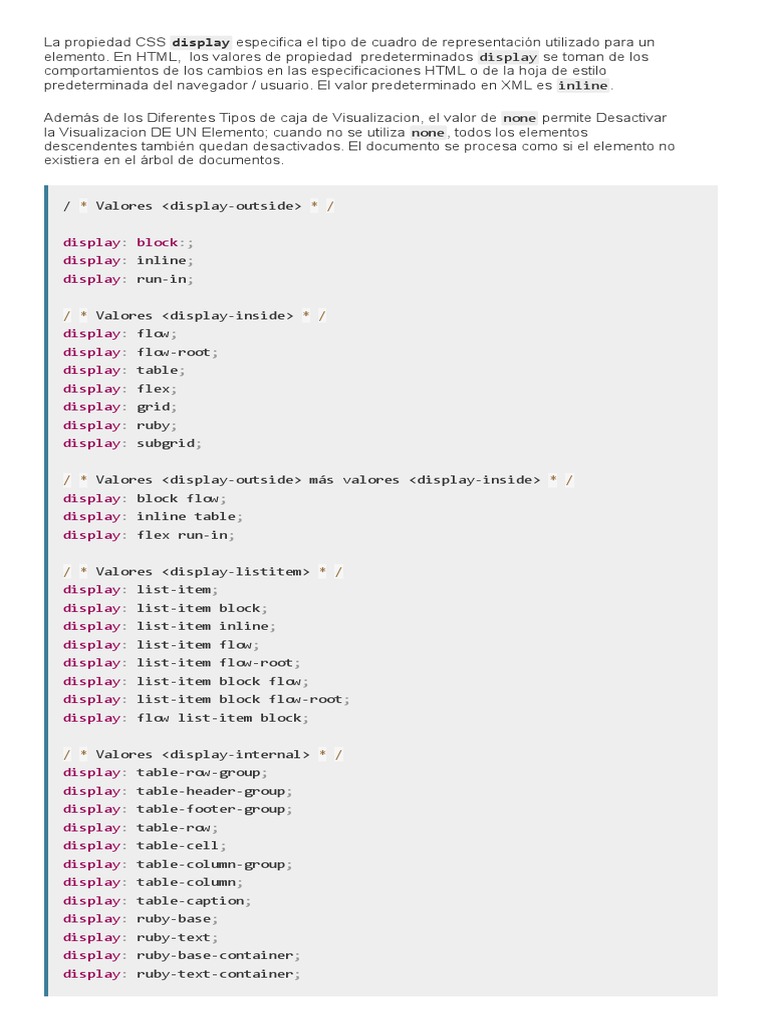 Display - CSS | PDF | Hojas de estilo en cascada | HTML