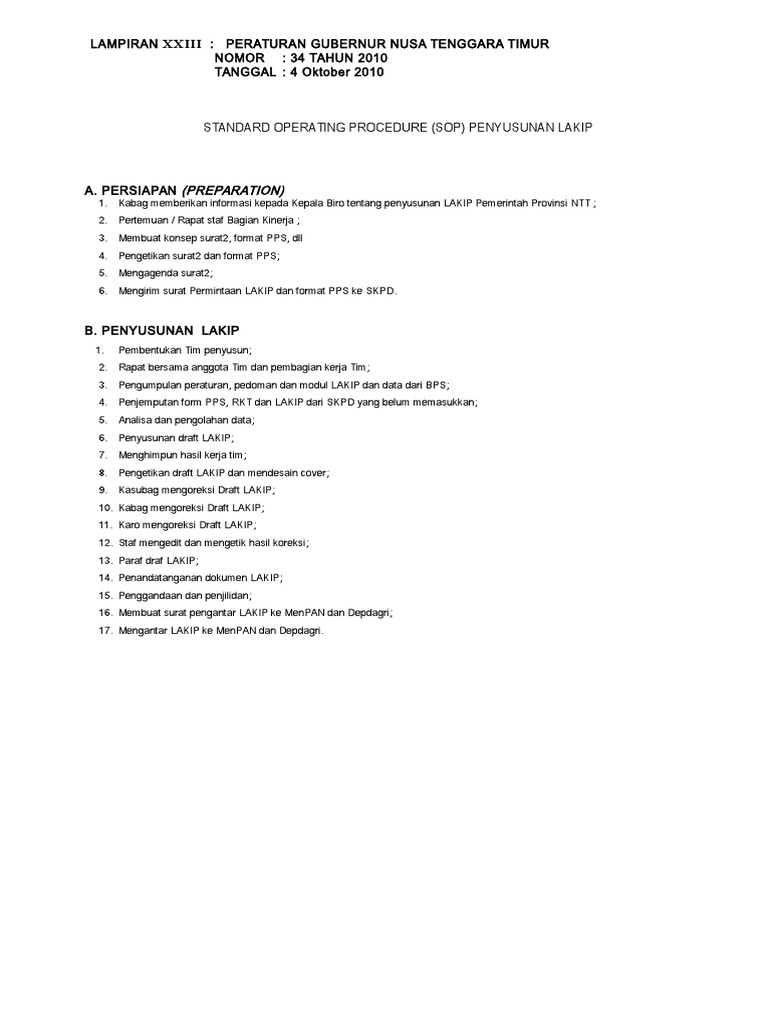 Sop Penyusunan Lakip Ok | PDF