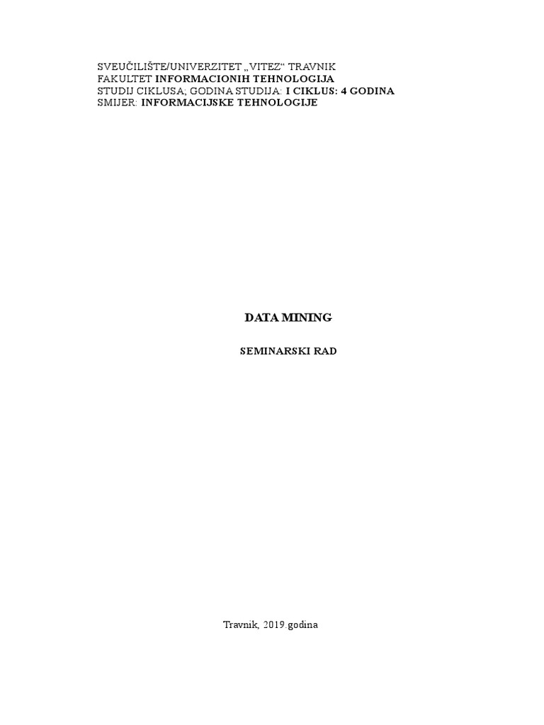 Rudarenje Podataka, Eng. Data Mining | PDF