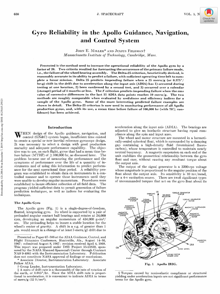 Gyro Reliability in The Apollo Guidance, Navigation, and Control System | PDF | Gyroscope ...