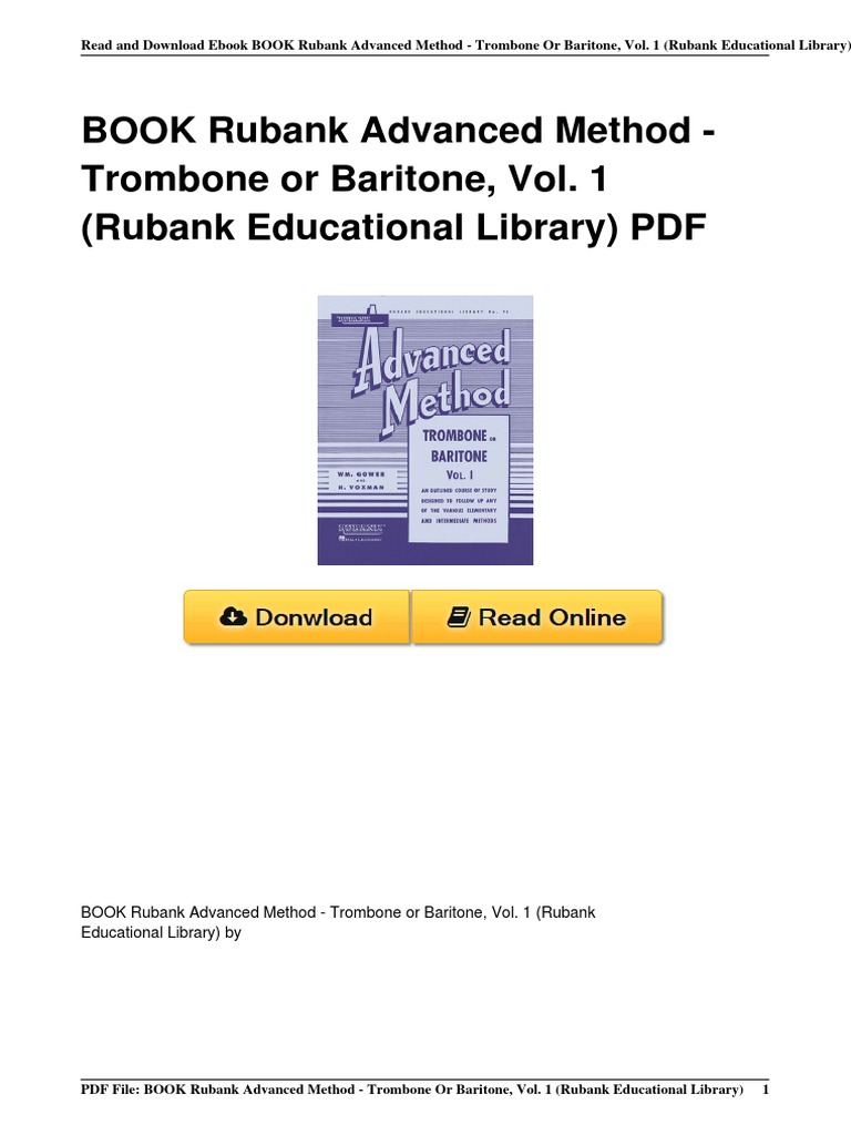 Book 1423444302 Rubank Advanced Method Trombone Educational | PDF | Trombone | Musical Instruments